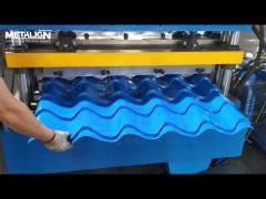 Sea Wave Metal Roof Tile Roll Forming Machine With Hydraulic Punching And Chain Drive