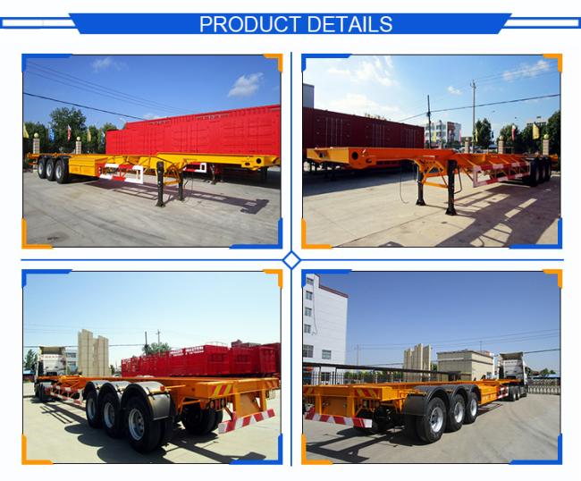 3 Axles 48 FT Flatbed Skeleton Skeletal Semi Truck Trailer Container Semi-Trailer