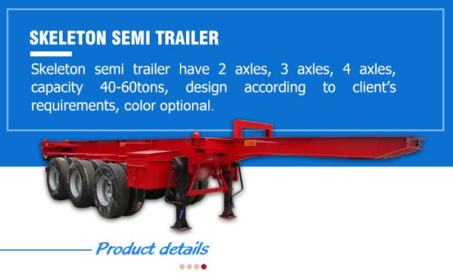 3 Axles 48 FT Flatbed Skeleton Skeletal Semi Truck Trailer Container Semi-Trailer