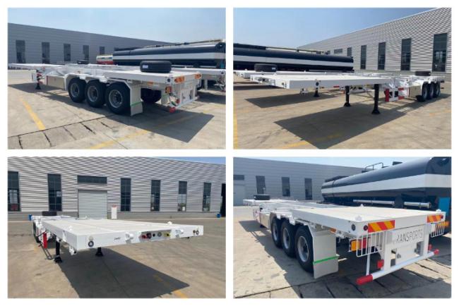 3 Axles 48 FT Flatbed Skeleton Skeletal Semi Truck Trailer Container Semi-Trailer