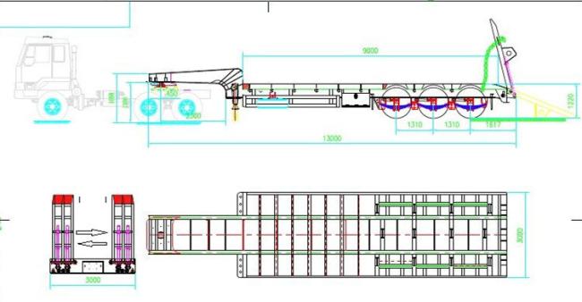 Extendable Lowboy Lowbed Trailers Hydraulic Low Bed Trailer for Sale