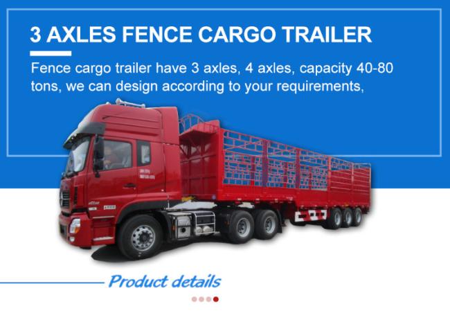 2 Axles 3 Axles Bicycle Cargo Trailer Stake Semi Truck Trailer