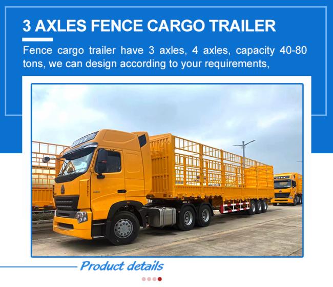 Heavy Duty 13m 14m 15m 60-80tons Van Box Fence Cargo Semi Trailer