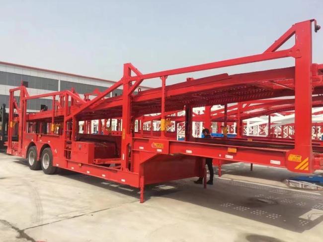 2/3axles Transport Tractor Towing Double Deck Hydraulic Lifting SUV Car Carrier Truck Trailers to Central Asia