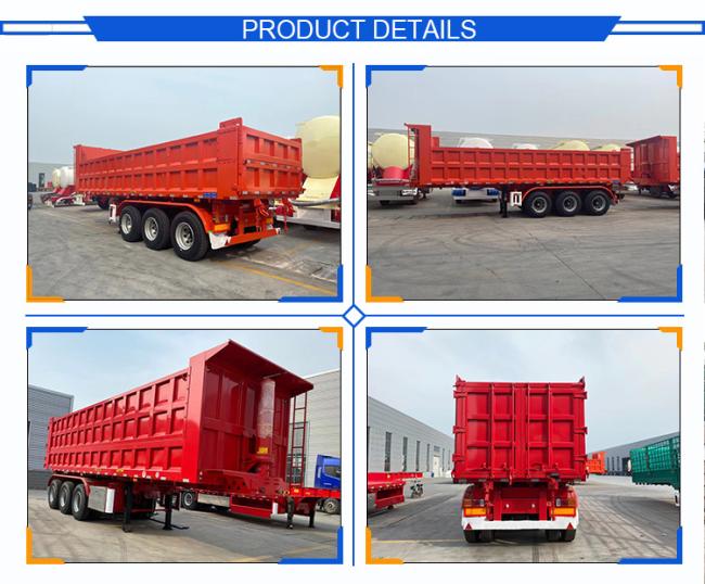 End Side Rear 3 Axles 30-80tons Tipper Dump Trailer