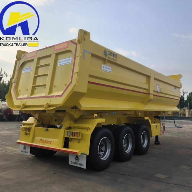 New Yellow Colour Sinotruk 3axle U Shape 70ton Dump Trailer Dumper Semi Trailer for Sale