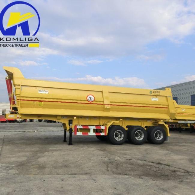 New Yellow Colour Sinotruk 3axle U Shape 70ton Dump Trailer Dumper Semi Trailer for Sale