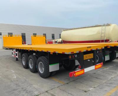 China 20FT 40FT 3 Axle Flatbed Semi Trailers with Jost King Pin and ISO9001 Certification for sale