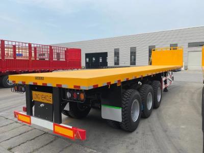 China 20FT 40FT 3 Axle Flatbed Semi Trailers with Jost King Pin and ISO9001 Certification for sale