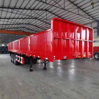 China 40T 60T platbed vracht aanhangwagen zijwand semi-aanhangwagen met wielbasis 7000-8000mm Te koop