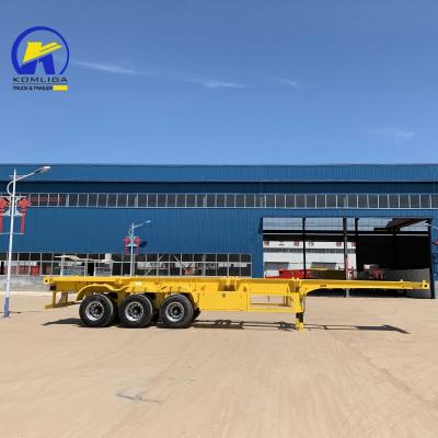 China Direct 3axle 40ton 40feet Skeleton Semi Trailer with 16mm Channel Steel Side Beam for sale