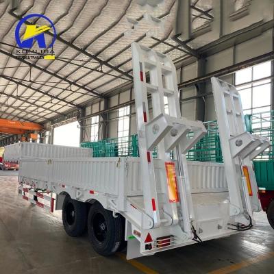 China Gooseneck Horse Trailer Excavator Transporter Lowbed Trailer with Side Wall and Rim 8.5-20 for sale