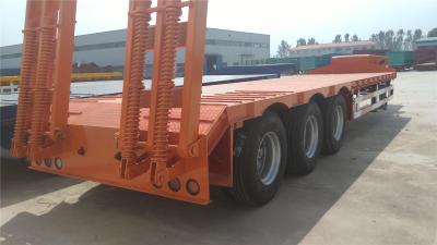 China 40-100 ton nuttige lading platbed lowbed half-trailer met rampe zware lading rampe en gebruikt Te koop