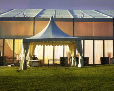 China white 3x3m white pagoda pvc fabric high peak tent roof top marquee tent for people wedding for sale