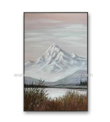 China Pintura de paisagem moderna, pintura a óleo pintado à mão das montanhas na lona com pincelada romântica. à venda