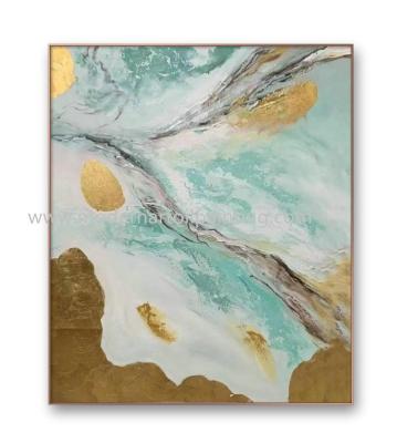 China Met de hand geschilderd Abstract Art Canvas Paintings Flow Color-Goud voor Muurdecoratie Te koop