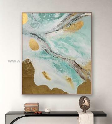 China Met de hand geschilderd Abstract Art Canvas Paintings Flow Color-Goud voor Muurdecoratie Te koop