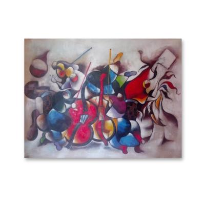 China Handmade Abstract Oil Painting On Canvas Color Violin Music Figure Wall Art for Living Room Dec for sale