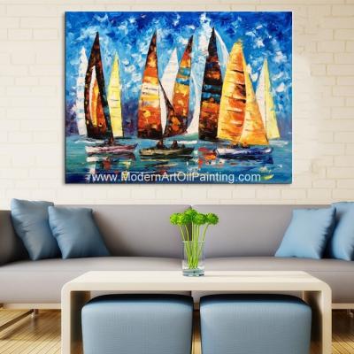 Cina Pittura a olio astratta della nave di navigazione tramite il mestichino/la pittura a olio spessa dipinta a mano in vendita