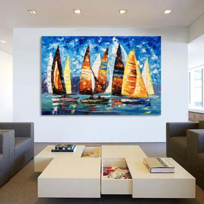 Cina Pittura a olio astratta della nave di navigazione tramite il mestichino/la pittura a olio spessa dipinta a mano in vendita