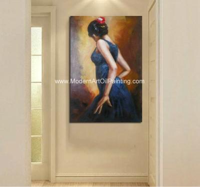 Cina Pittura a olio spagnola dipinta a mano/ballerino di verniciatura femminile Canvas Art di flamenco in vendita