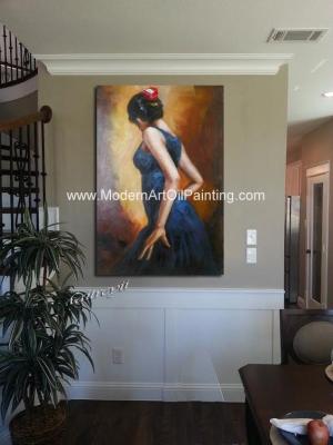 Cina Pittura a olio spagnola dipinta a mano/ballerino di verniciatura femminile Canvas Art di flamenco in vendita