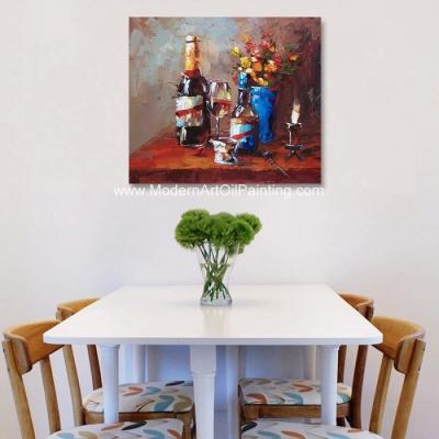 Cina Pittura a olio spessa del mestichino dell'olio, natura morta Art Painting Abstract Wine Bottle in vendita