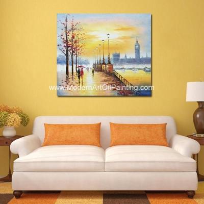Cina Costruzione acrilica Eco di paesaggio della pittura a olio dipinta a mano di Parigi amichevole per la parete Deco in vendita