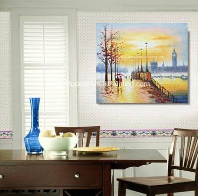 Cina Costruzione acrilica Eco di paesaggio della pittura a olio dipinta a mano di Parigi amichevole per la parete Deco in vendita