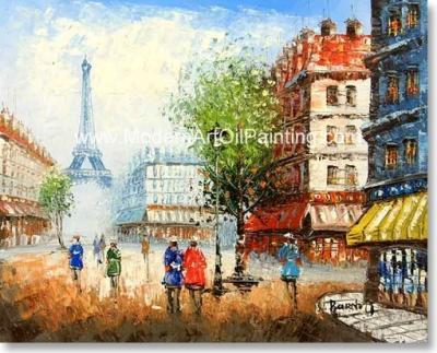 Cina Colore su ordinazione di dimensione dell'olio di Parigi della via di scena della tela della pittura dei regali di manifestazione spessa di promozione in vendita