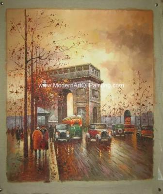 Cina Pittura a olio contemporanea Arc de Triomphe di scena della via di Parigi su tela in vendita