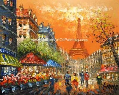 Cina Torre Eiffel moderna Jane Style Maintaining Freshness fatta a mano della pittura a olio di Parigi in vendita