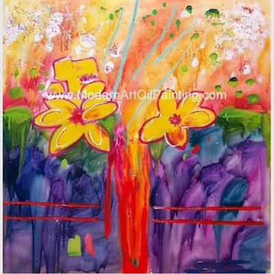 China Flower Framed Abstract Oil Painting  Handmade By Acrylic On Canvas Custom Size for sale
