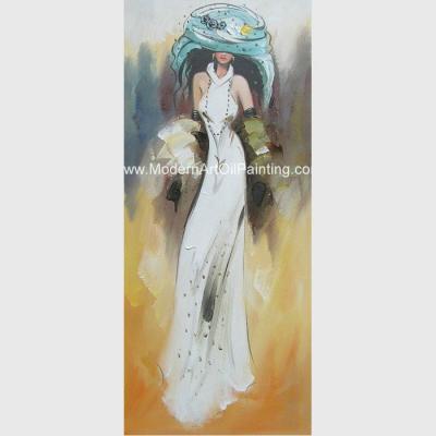 China Vestido branco moderno de Art Oil Painting Lady In da lona coberto com a camada plástica fina à venda
