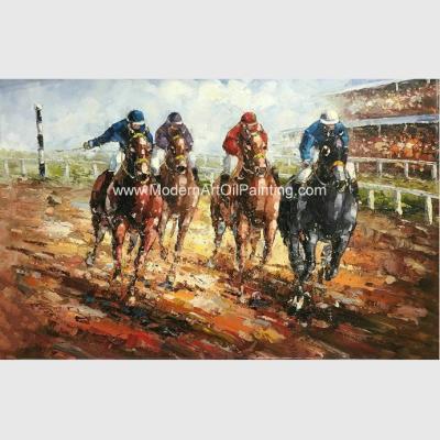 China Abstract Palette Knife Oil Painting On Canvas  / Horses Running  Sports Art Painting for sale
