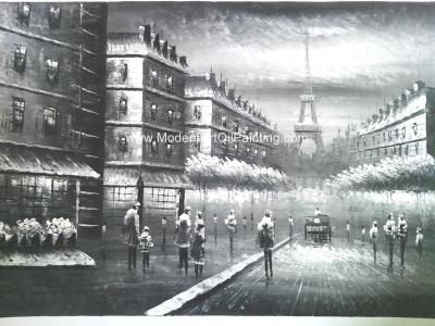Cina Pittura a olio classica tela di tela di verniciatura di Parigi in bianco e nero, paesaggio del mestichino in vendita
