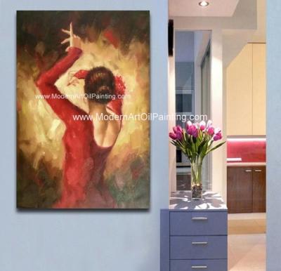 中国 現代ハンドメイドのフラメンコのダンサーの油絵、抽象的な壁のバックラムの絵画 販売のため