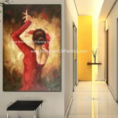 中国 現代ハンドメイドのフラメンコのダンサーの油絵、抽象的な壁のバックラムの絵画 販売のため