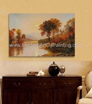 Cina Orizzontale originale 50 cm x 60 cm delle pitture di paesaggio dell'olio di alba del fiume in vendita