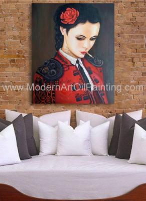 Cina Figura umana tela di pittura a olio di verniciatura/donna di fumo nella pittura rossa in vendita