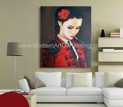 Cina Figura umana tela di pittura a olio di verniciatura/donna di fumo nella pittura rossa in vendita