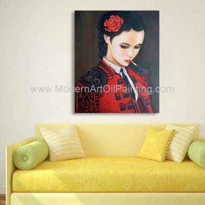 Cina Figura umana tela di pittura a olio di verniciatura/donna di fumo nella pittura rossa in vendita