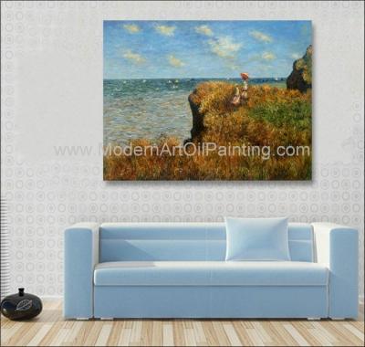 Cina Claude Monet Oil Reproduction, Cliff Walk At Pourville Oil su tele 50 x 70 cm in vendita