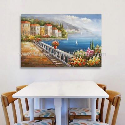 Cina Pittura a olio Mediterranea europea, pittura a olio fatta a mano del giardino floreale della tela in vendita