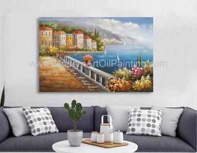 Cina Pittura a olio Mediterranea europea, pittura a olio fatta a mano del giardino floreale della tela in vendita