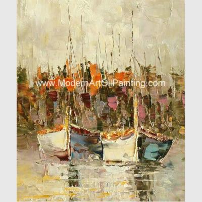 Cina Pittura a olio pagina del mestichino, pittura astratta di arte della parete di paesaggio della barca a vela in vendita