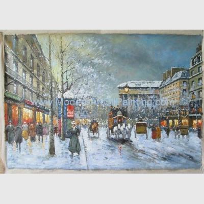 Cina Pittura fatta a mano dello Streetscape della tela di pittura a olio di Parigi della decorazione domestica in vendita
