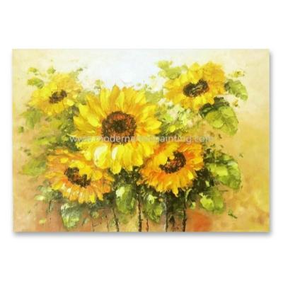 China Parede floral Art Paintings For Bedroom das pinturas a óleo do girassol da faca de paleta à venda
