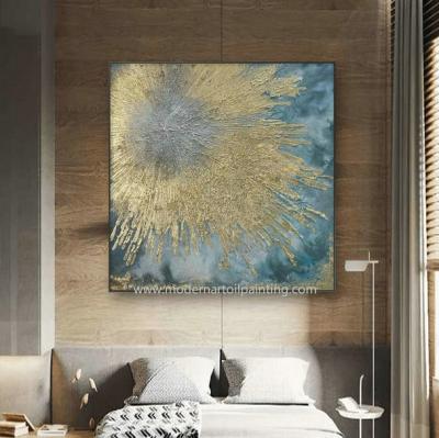 Cina Decorazioni fatte a mano 80 cm x 80 cm della parete di Art Canvas Paintings For Christmas dell'estratto dell'oro in vendita