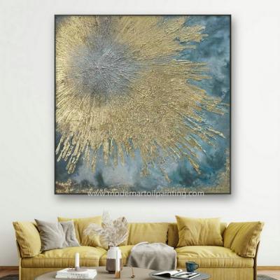 Cina Decorazioni fatte a mano 80 cm x 80 cm della parete di Art Canvas Paintings For Christmas dell'estratto dell'oro in vendita